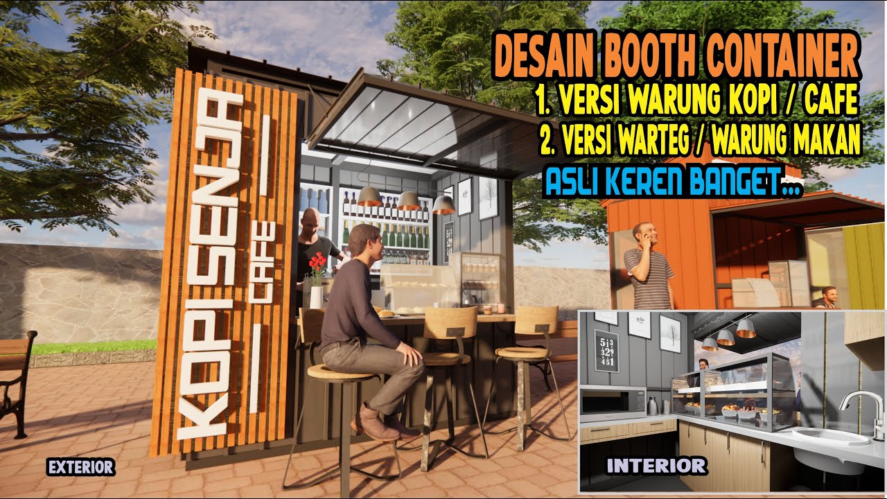 Desain booth container warung kopi, cafe dan warung makan - YouTube