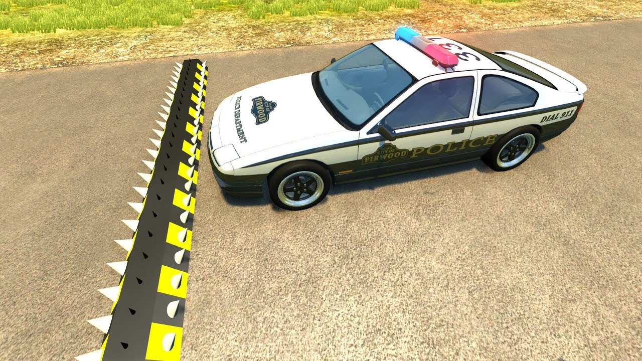 Beamng drive - Police Spike Strips Speed Bumps Crashes #5 - YouTube
