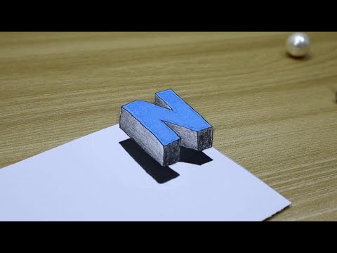 How To Draw 3D Letter N | Simple 3D Illusion Drawing