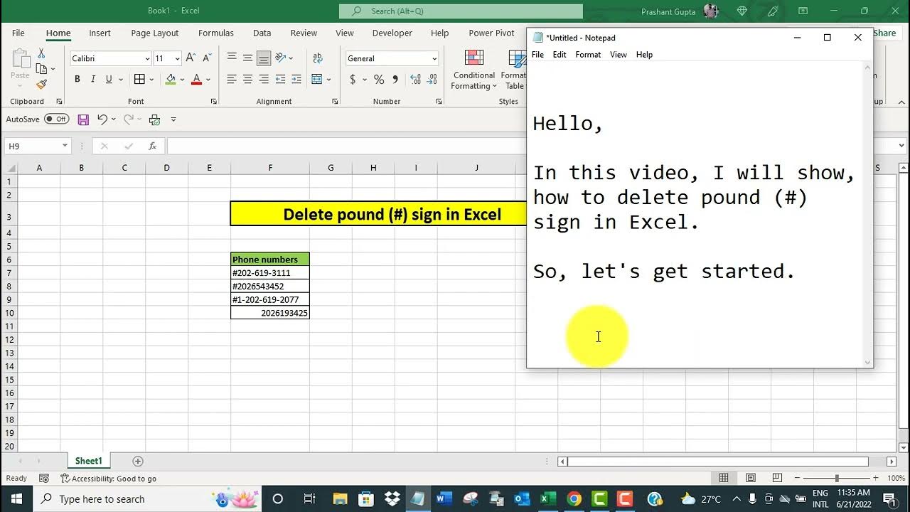 Delete pound sign in Excel - YouTube