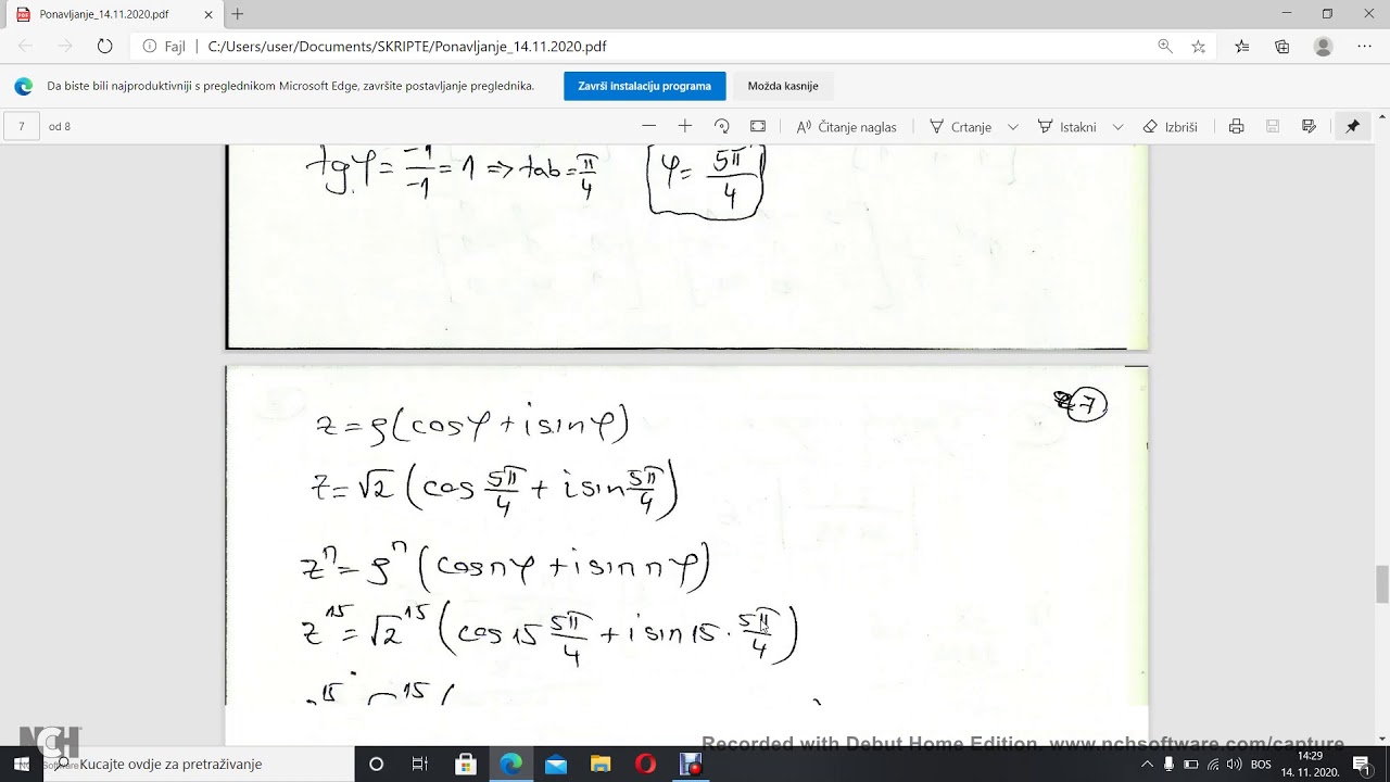 Ponavljanje (Matrične jednačine, stepenovanje kompleksnih brojeva i ...