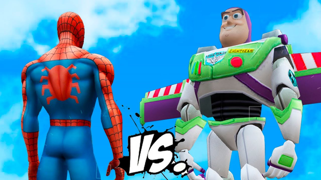 BUZZ LIGHTYEAR vs SPIDERMAN (MUSCLE) - EPIC SUPERHEROES BATTLE - YouTube