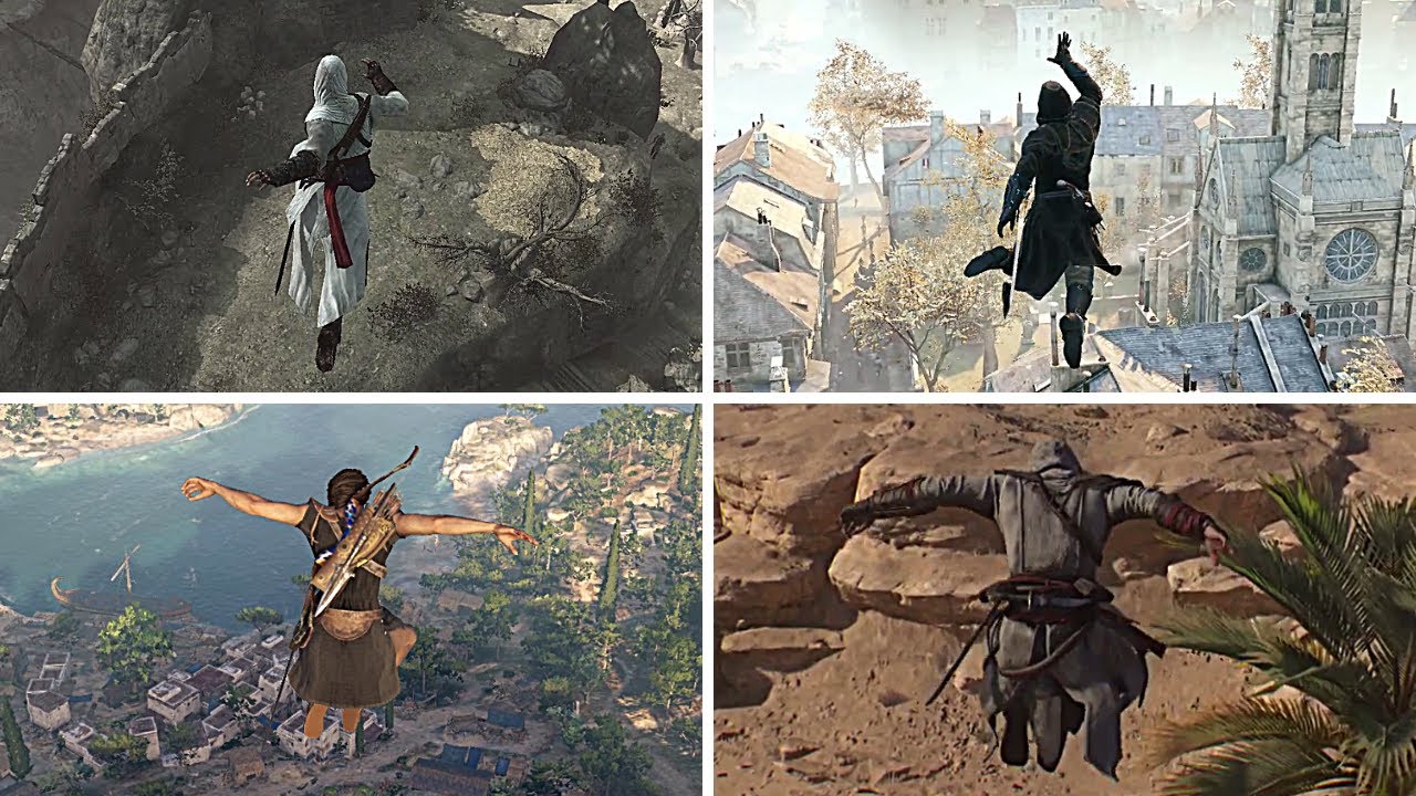 Jumping to Death in Every Assassin's Creed - YouTube