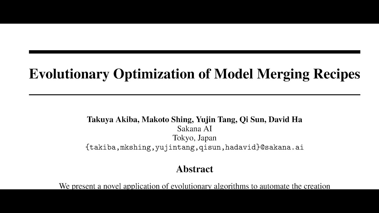 [short] Evolutionary Optimization of Model Merging Recipes - YouTube