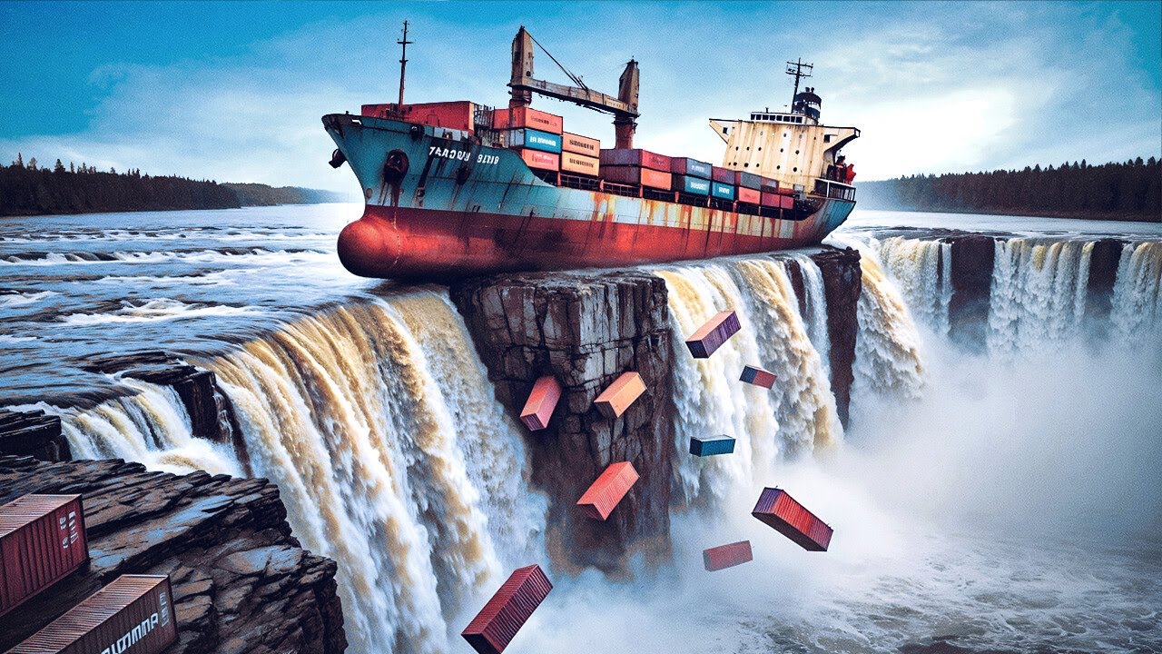 How Did a Massive Cargo Ship End Up Suspended Over a Waterfall in ...