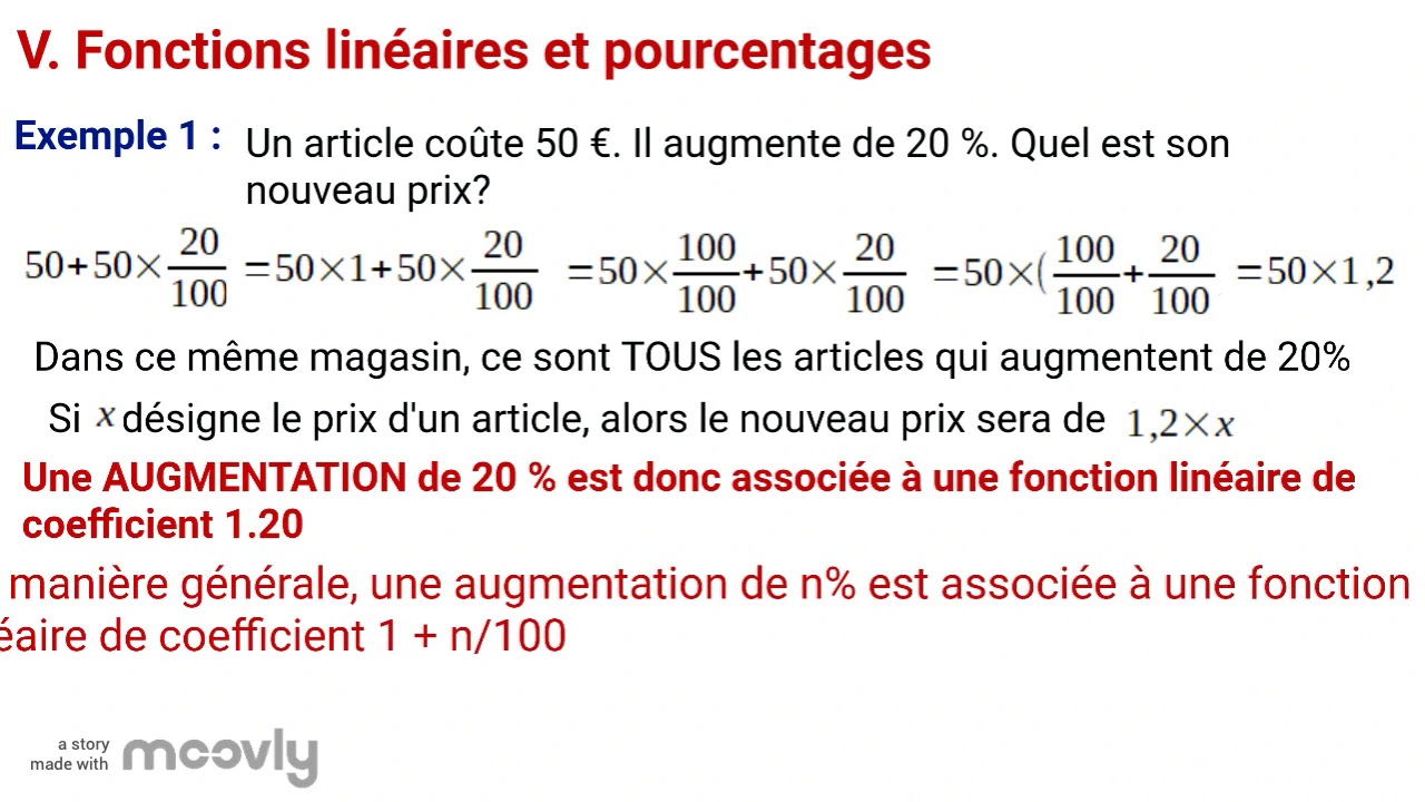Fonctions linéaires et pourcentages - YouTube