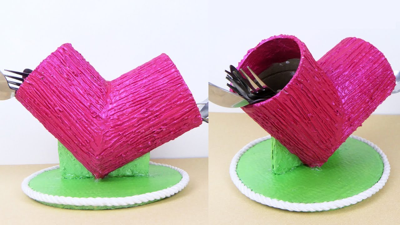 DIY Spoon Stand from Cardboard | Best Out of Waste Kitchen Utility ...