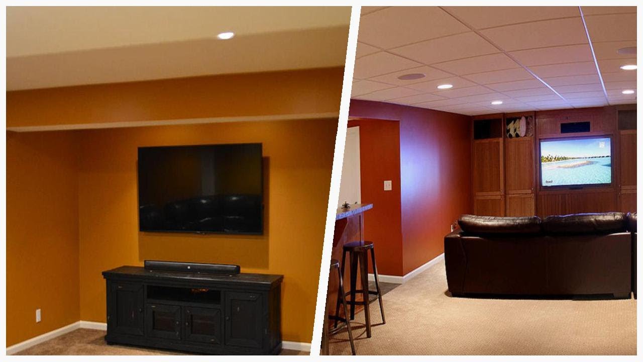 75 Beautiful Underground Basement With Orange Walls Design Ideas #104 🔶 ...