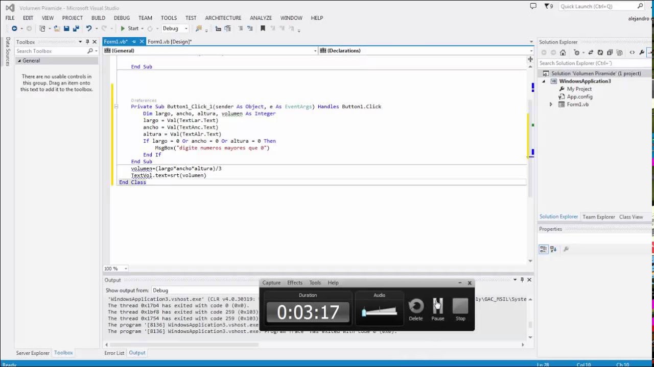 Volumen De la piramide en Visual Basic y Visual C# - YouTube