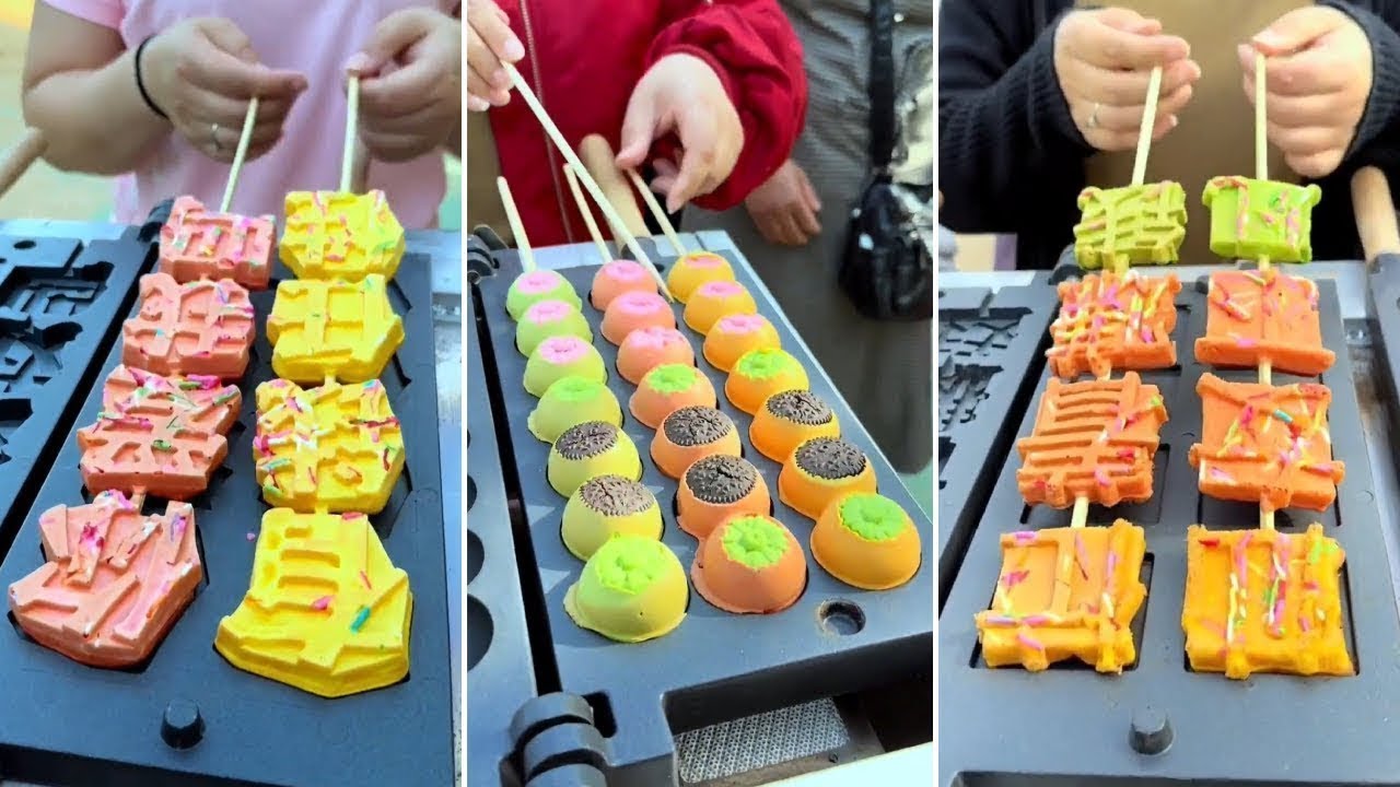 A talented chef!🥰Word skewer cake Gold coin cake 🥳 #streetfood # ...