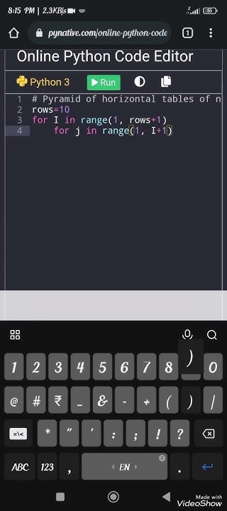 python program of,pyramid of horizontal table n # shorts# code# program# programming# viral ...