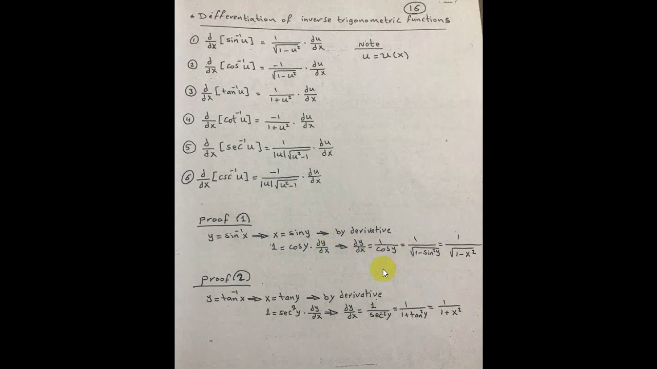Differentiation of inverse trigonometric functions - term2 - math6 ...