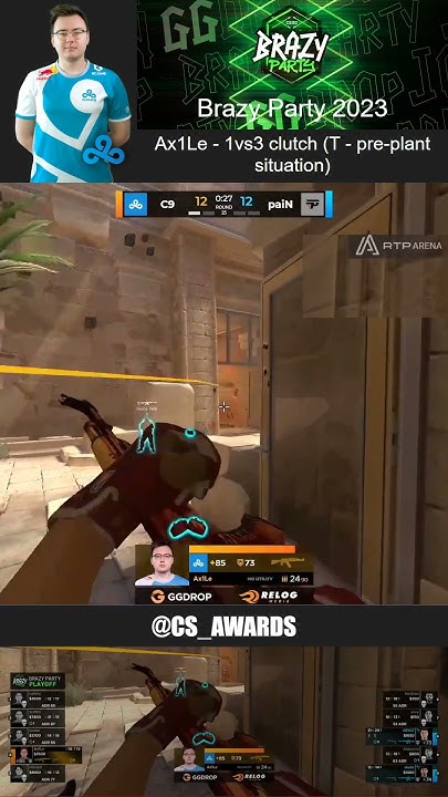 Ax1Le - 1vs3 clutch (T - pre-plant situation) (Cloud9 vs paiN) - Brazy Party 2023 - YouTube