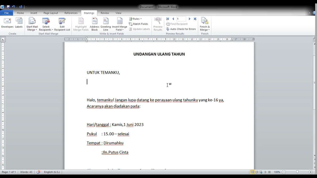 Tutorial Membuat Mail Merge excel To Word Tugas Informatika YouTube Tutorial Membuat Mail Merge excel To Word Tugas Informatika YouTube