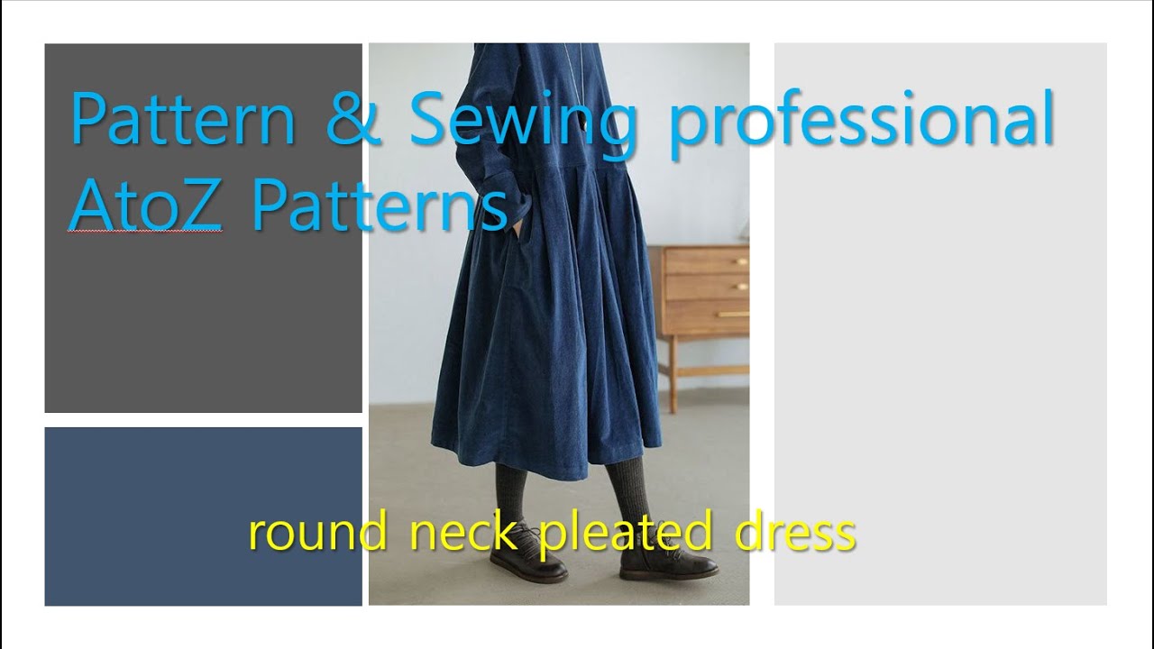 221027300-1)round neck pleated dress/pattern,라운드 넥 맞주름 원피스/패턴 - YouTube