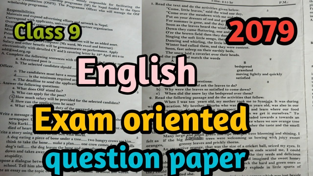 class 9 ||English ||Model questions|| of 2079|| @ankit12 - YouTube