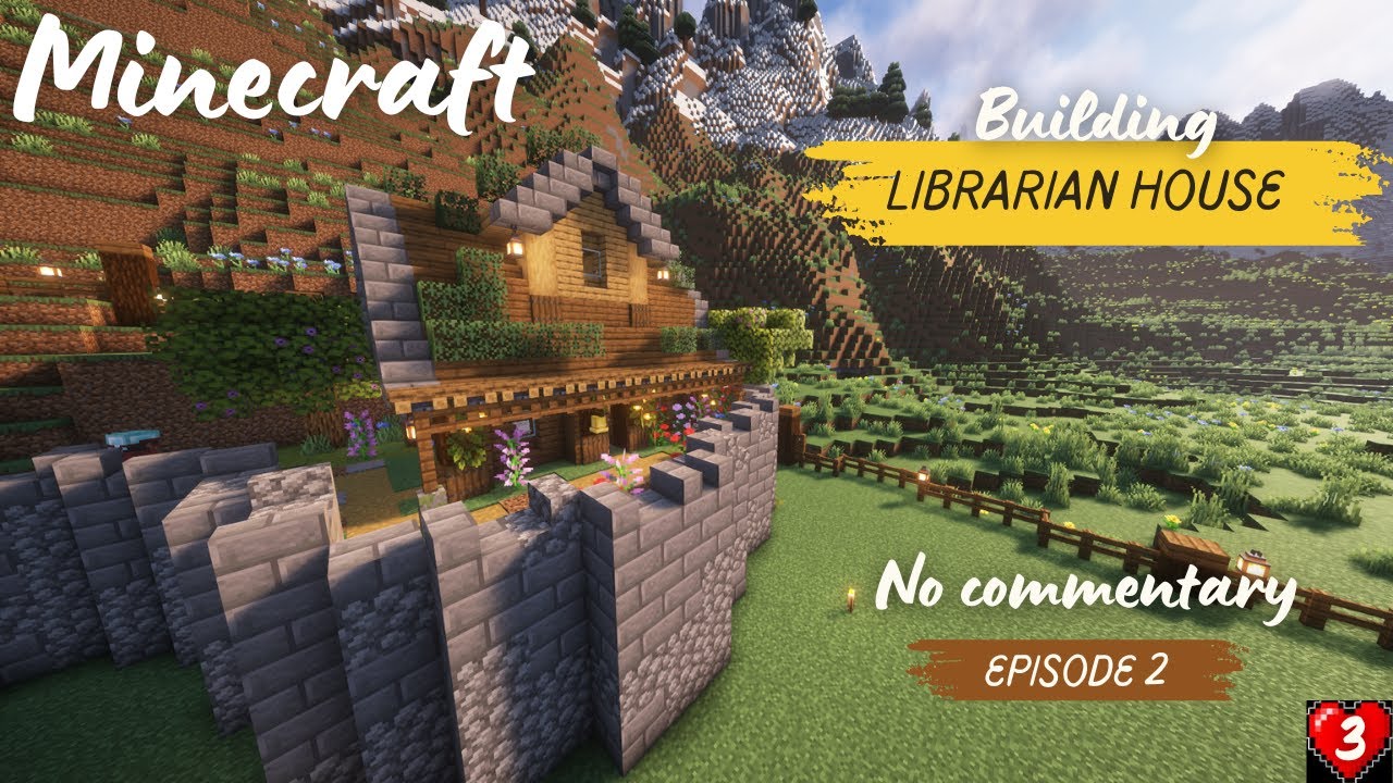Minecraft Relaxing Gameplay-Building a Librarian house I Building Huge ...