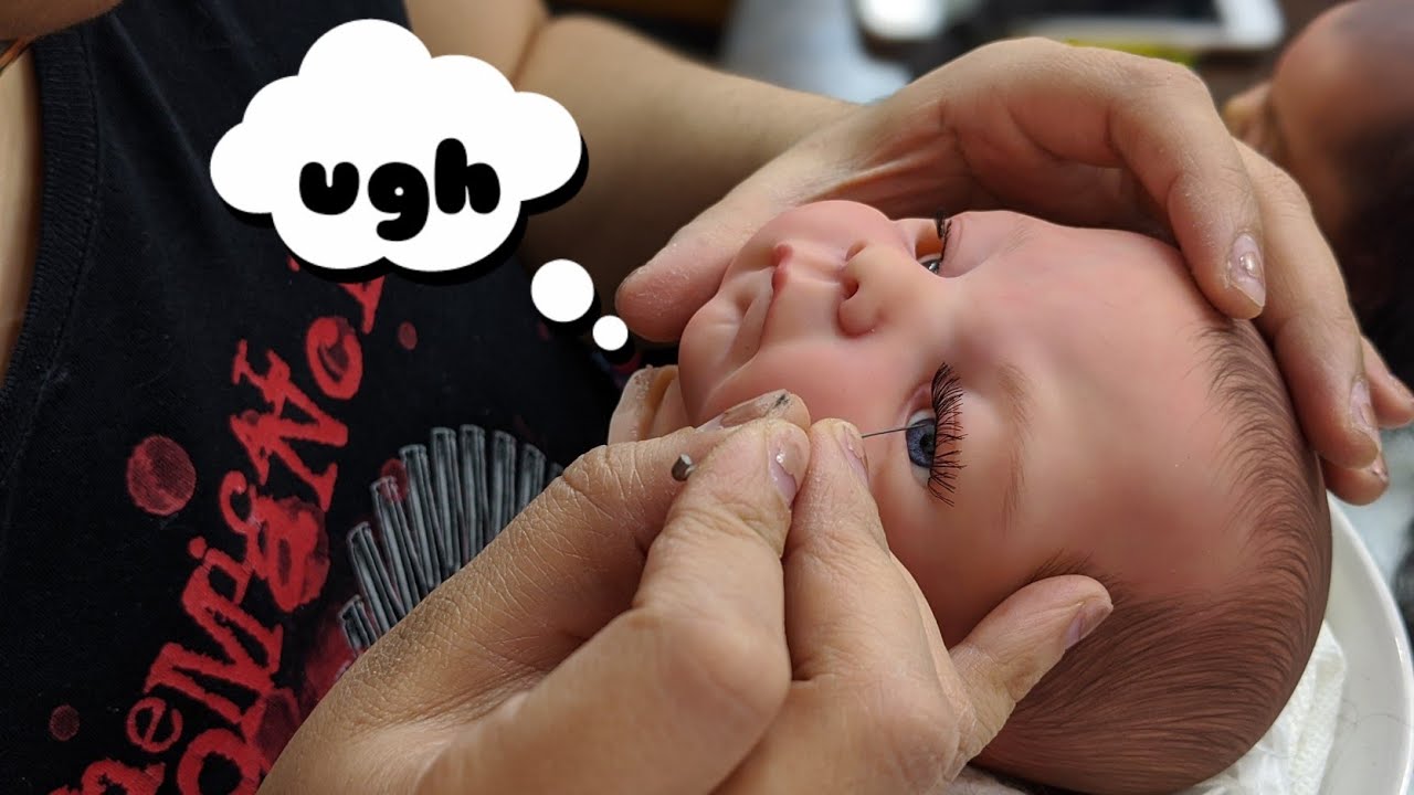How To Apply Fake Eyelashes on Newborn Baby! Painting Silicone Baby ...