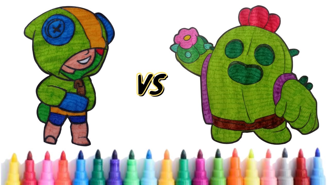 Leon VS Spike - Brawl Stars - Disegni per bambini da colorare - YouTube