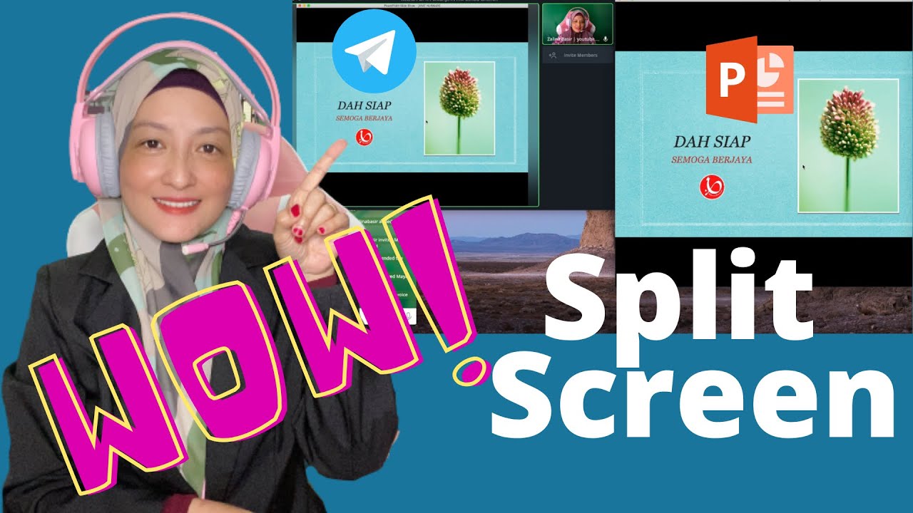 #71 SPLIT SCREEN: TELEGRAM & POWERPOINT dalam kelas online # ...