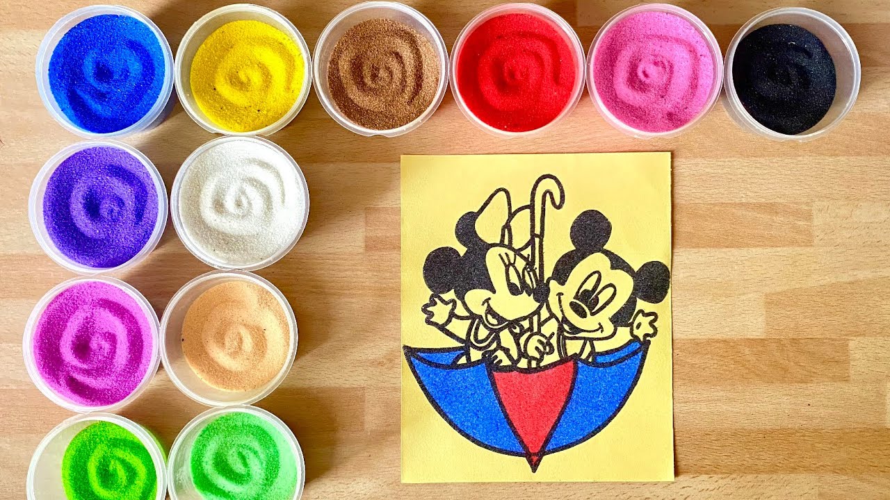Sand painting Minnie Mouse and Mickey Mouse/sand art - YouTube