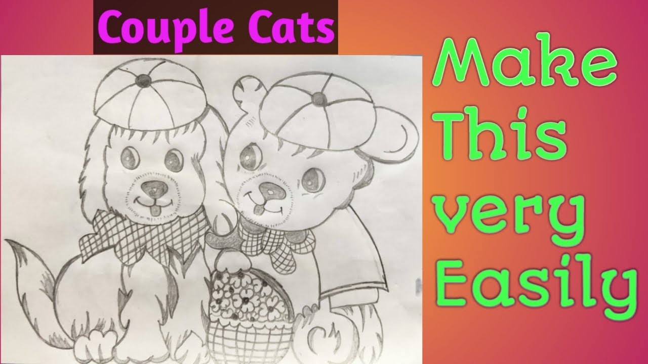 How to draw cute couple cats easly step by step - YouTube