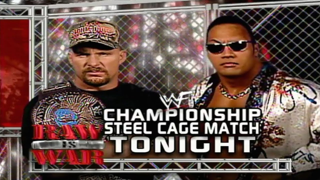 Stone Cold Steve Austin vs The Rock Steel Cage Match RAW 04/02/2001 ...