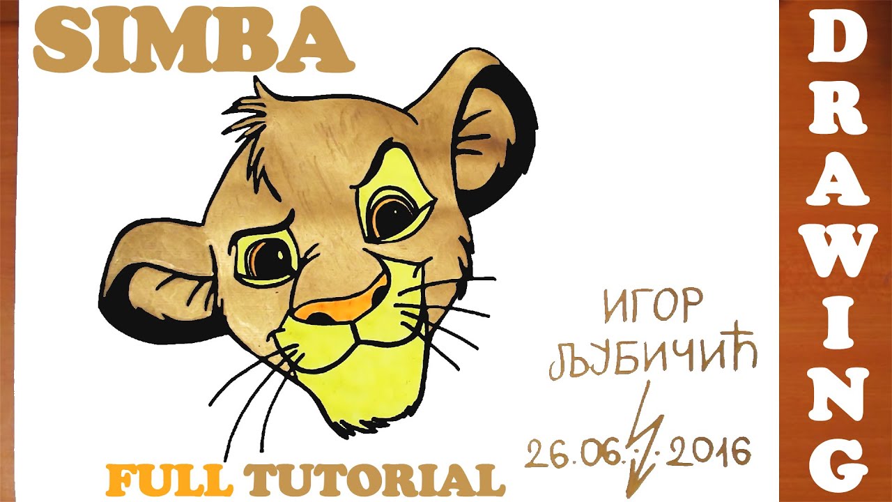 How to Draw SIMBA from Lion King Step by Step Easy and color | Young ...