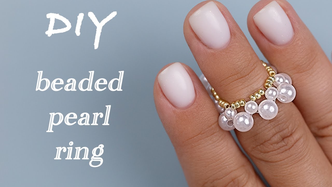 How to Make A Beaded Ring | DIY Pearl Beaded Ring Tutorial - YouTube
