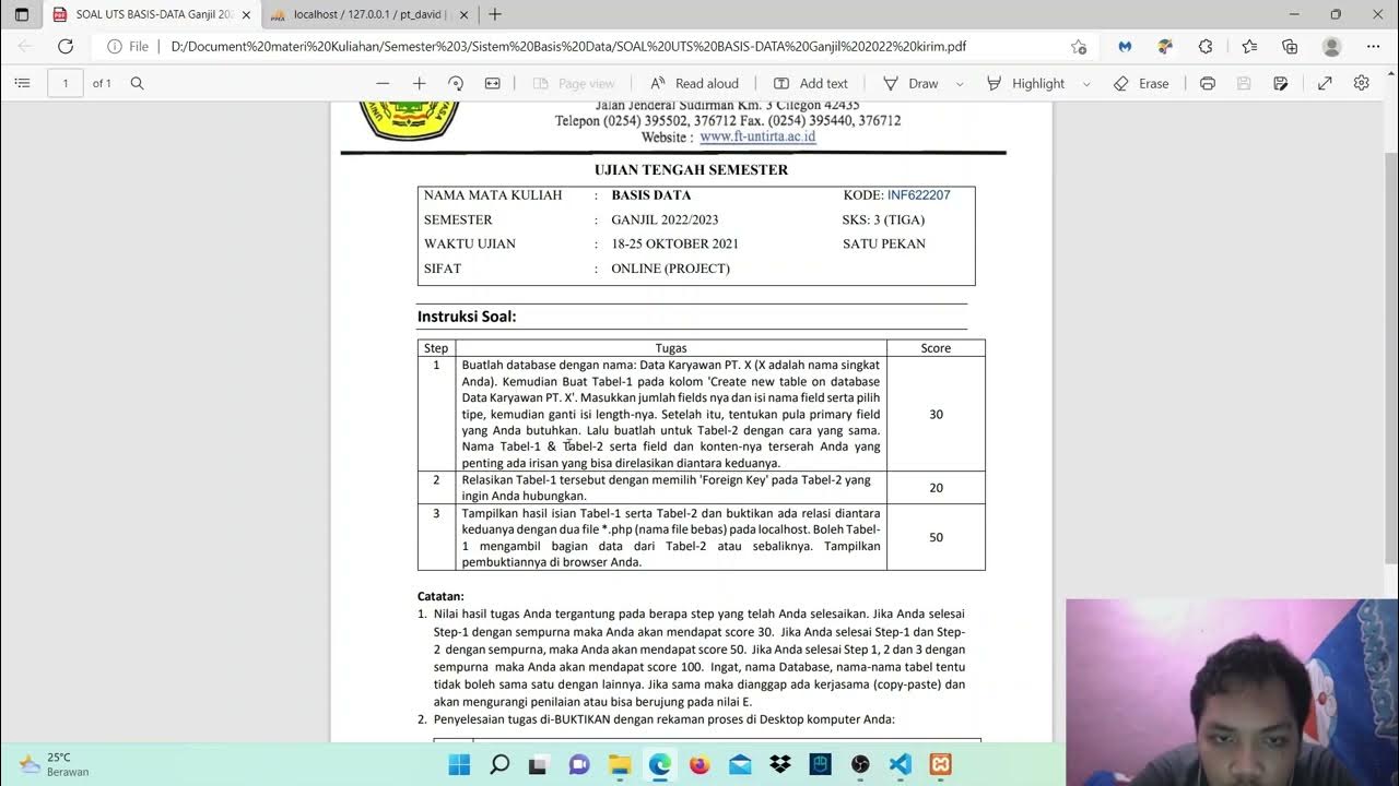 Proses pembuatan UTS Basis data relational database(PART 1) - YouTube