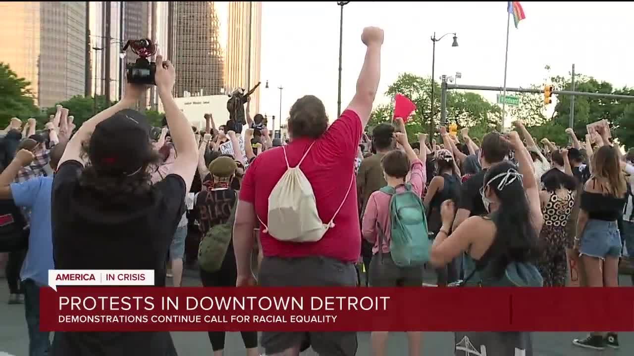 Protests in downtown Detroit for 9th straight day - YouTube