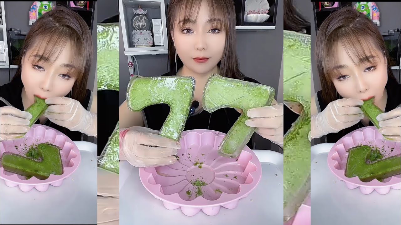 matcha seven seven 7 7 crunchy ice/asmr ice eating challenge show#asmr ...
