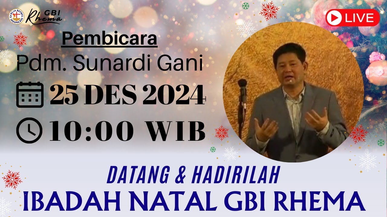 IBADAH MINGGU | 25 DESEMBER 2024 | Pdm. Sunardi Gani - YouTube