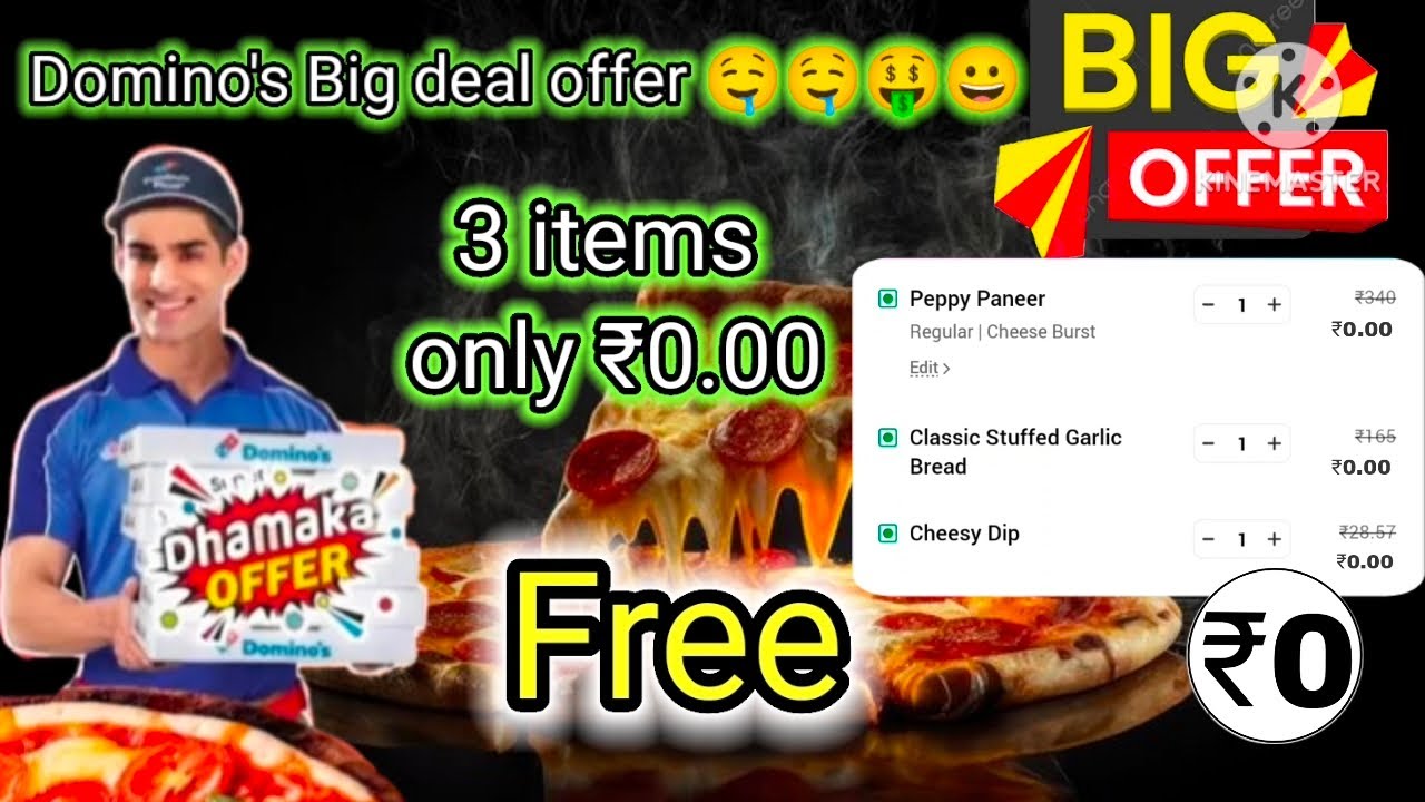 3 items only ₹0.00|free pizza offer|dominos coupon code today|Domino's ...