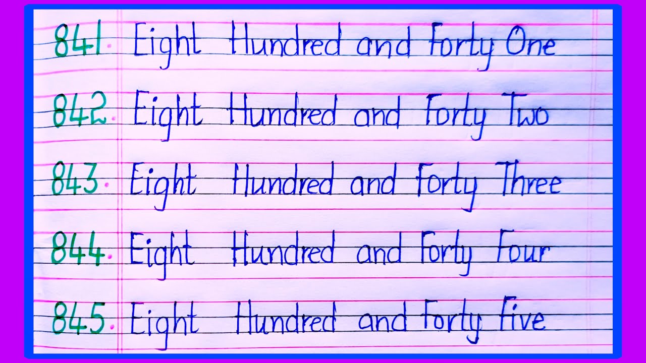 Learn and write number spellings from 841-850//numbernames841-850 ...