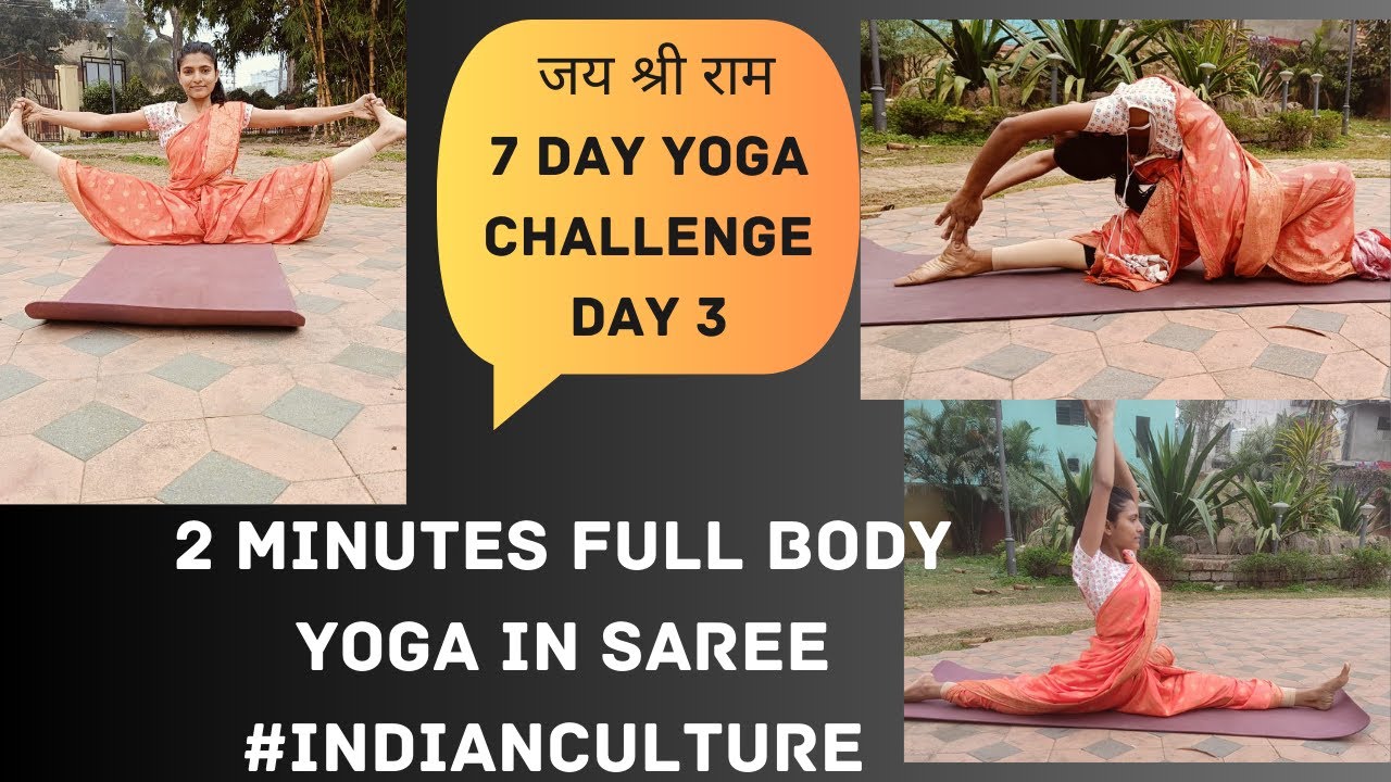 Day-3 |#7 day yoga challenge in Saree |Yoga in Saree | By B1B2 | Yoga ...