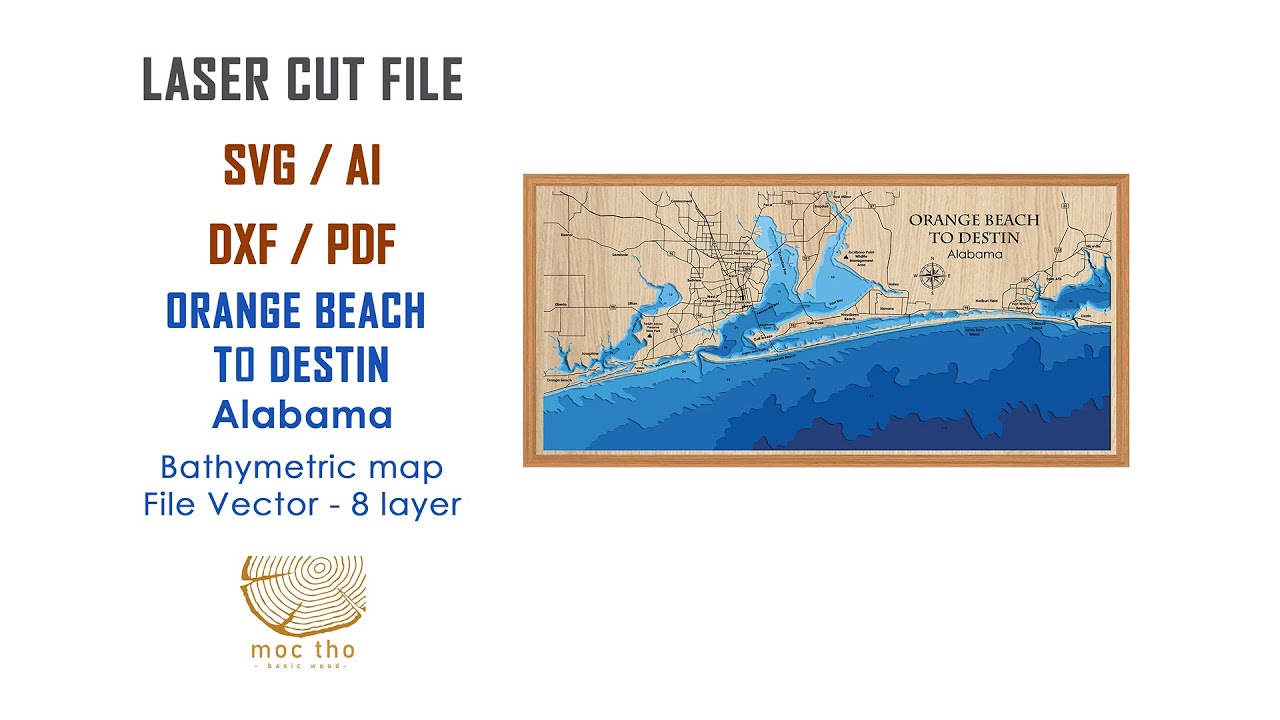 Orange Beach to Destin Alabama wooden map 3d nautical - YouTube
