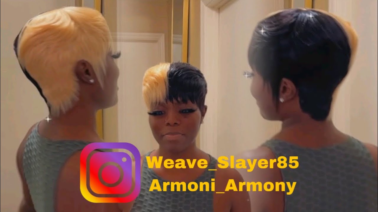 Quick weave pixie cut, Split color SUPER LITT 613/1b 🔥🔥🔥🔥🔥 - YouTube