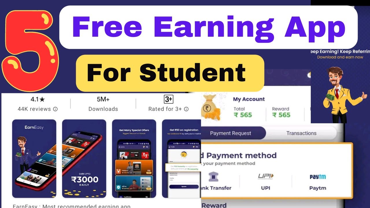 1 Refer 750₹ | Best 5 Earning App For Student | Earn Money Online in ...