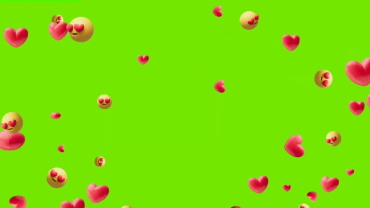 Green screen Love Emoji Effect Background Video.. no copyright claim ...