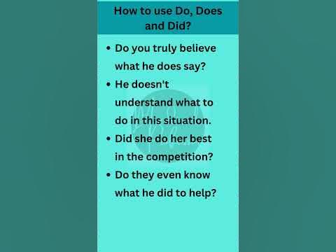 How to use Do, Does and Did in English Grammar #shorts - YouTube