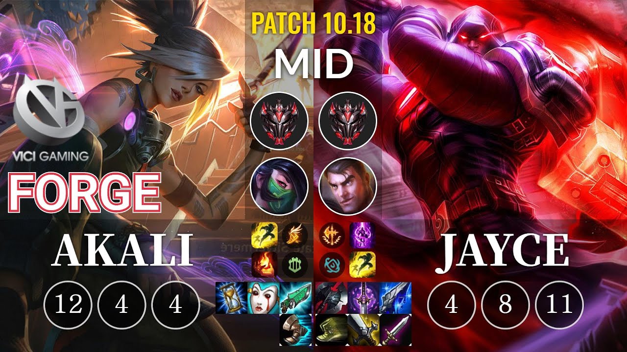 VG Forge Akali vs Jayce Mid - KR Patch 10.18 - YouTube