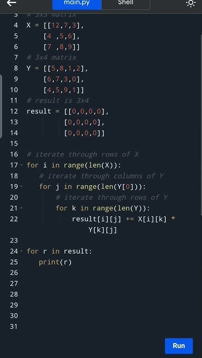 Python 155matrix Multiplication Using Nested Loop Shorts Pythonprogramming
