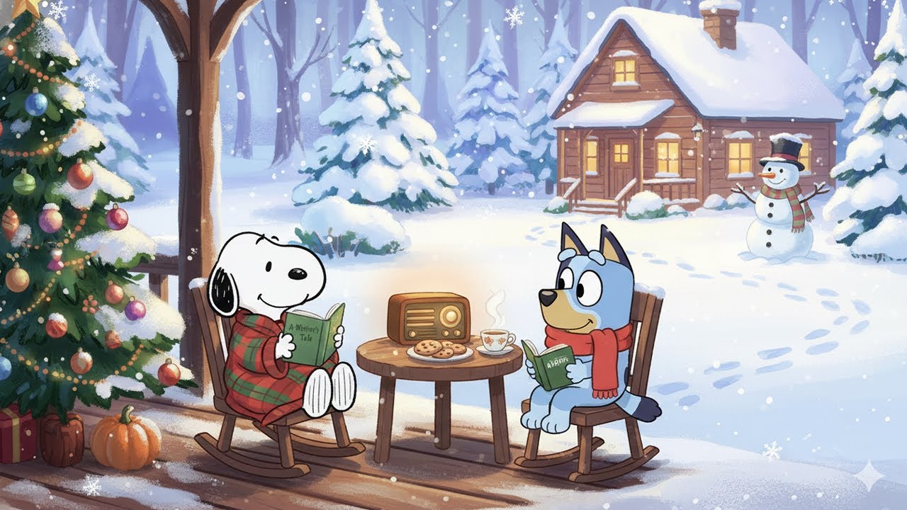 Snoopy & Bluey Cozy Cabin Jazz Lofi ️ Warm Study Work Tunes with ...
