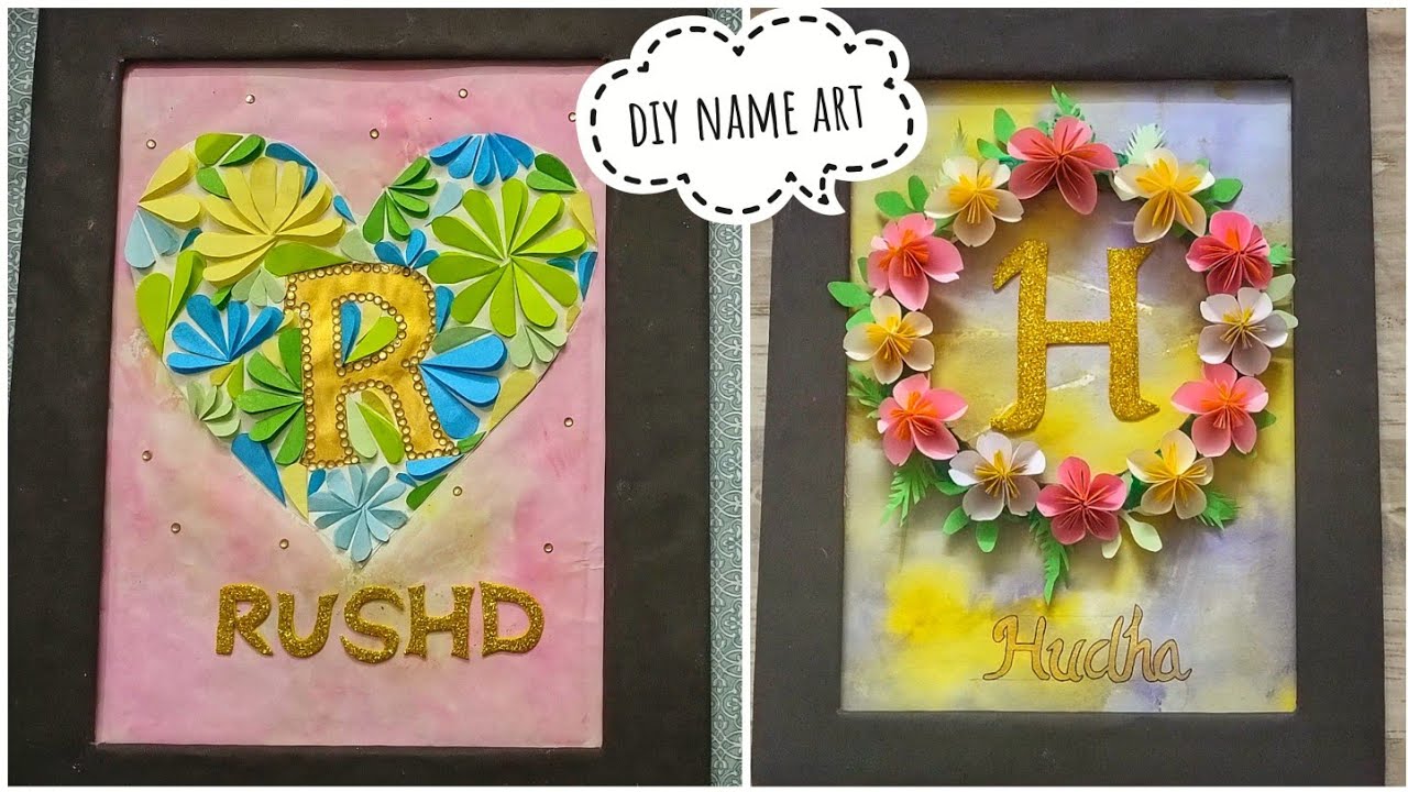 DIY name art frame board/kids name plate/name frame/welcome sign board ...
