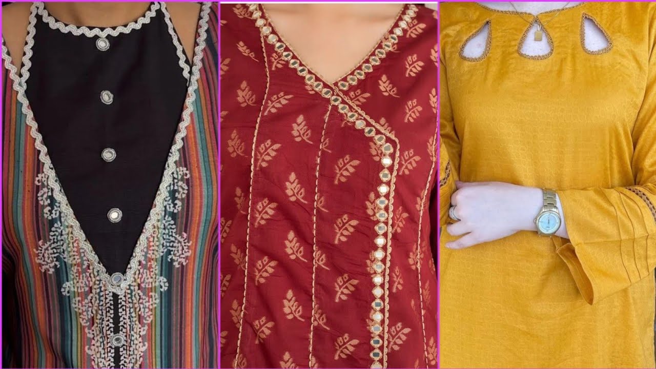 Galay k designs|lace neckline designs 2023||button aur loops k gala ...