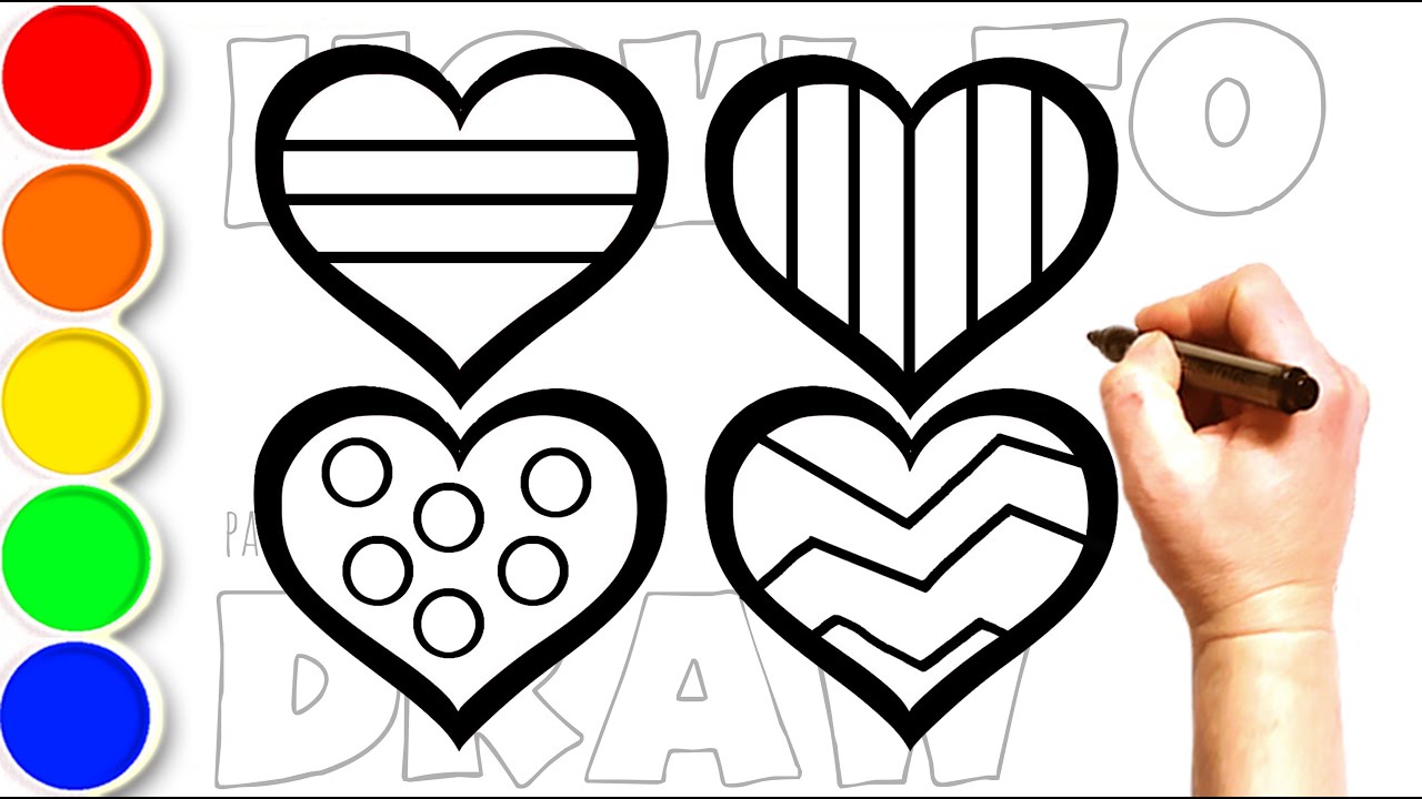 How to draw heart | Drawing Heards | Coloring | Step by Step - YouTube