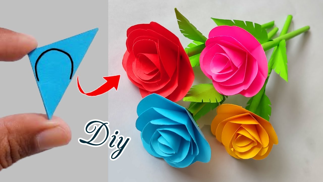 Easy and Beautiful Paper Rose Making 💐| How To Make Flower Rose ...