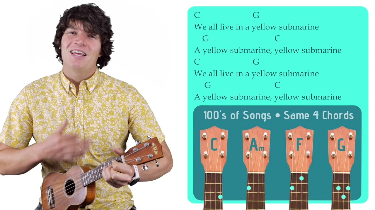 Yellow Submarine - The Beatles | Easy Ukulele Tutorial & Cover (155 ...