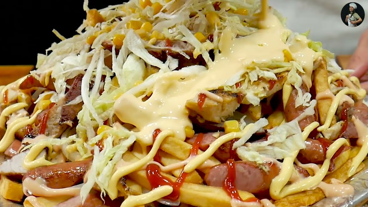 Mega salchipapa (cómo se hace / cómo se prepara) - YouTube